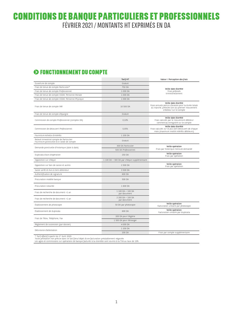 BNP 21 02 Conditions Banque Retail | PDF