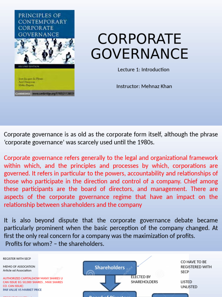 LECTURE 1.CORPORATE GOVERNANCE | PDF