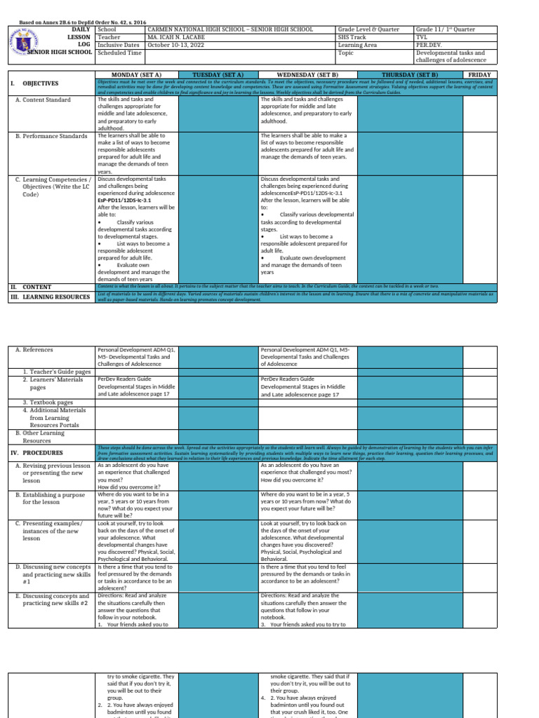 Developmental Tasks and Challenges | PDF