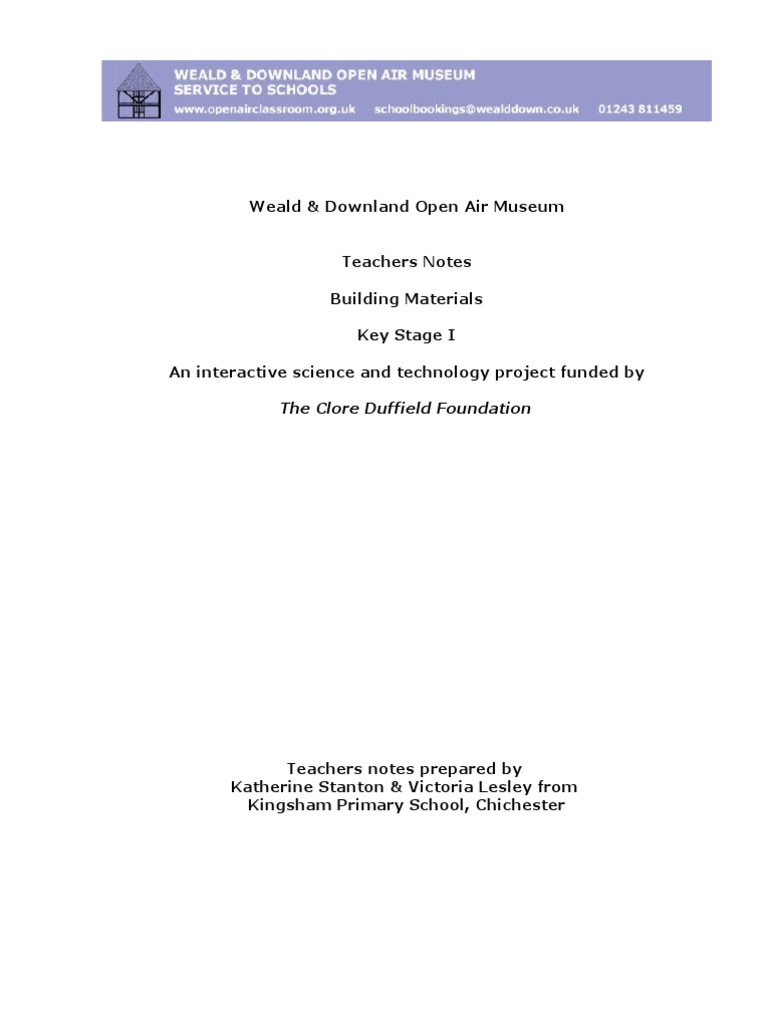 Science Building Materials Key Stage 1 Teachers Notes | PDF | Museum ...