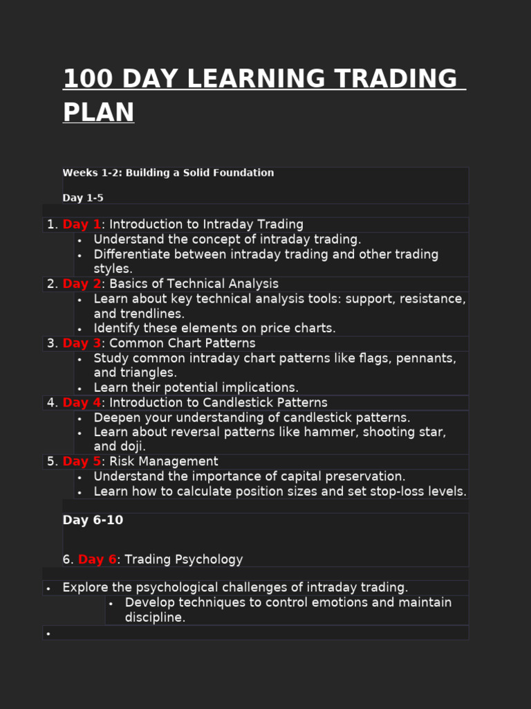 100 Day Trading Plan | PDF