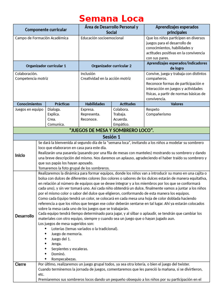 Semana Loca Del Niño | PDF