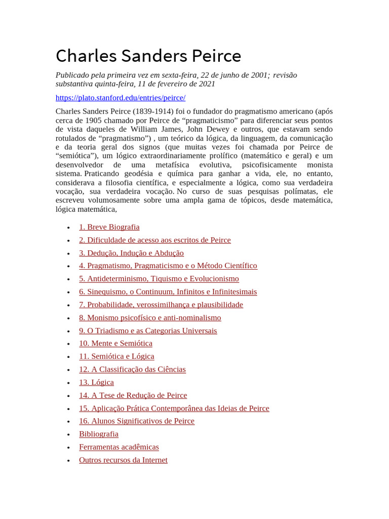 Biografia de Charles Sanders Peirce | PDF | Charles Sanders Peirce ...