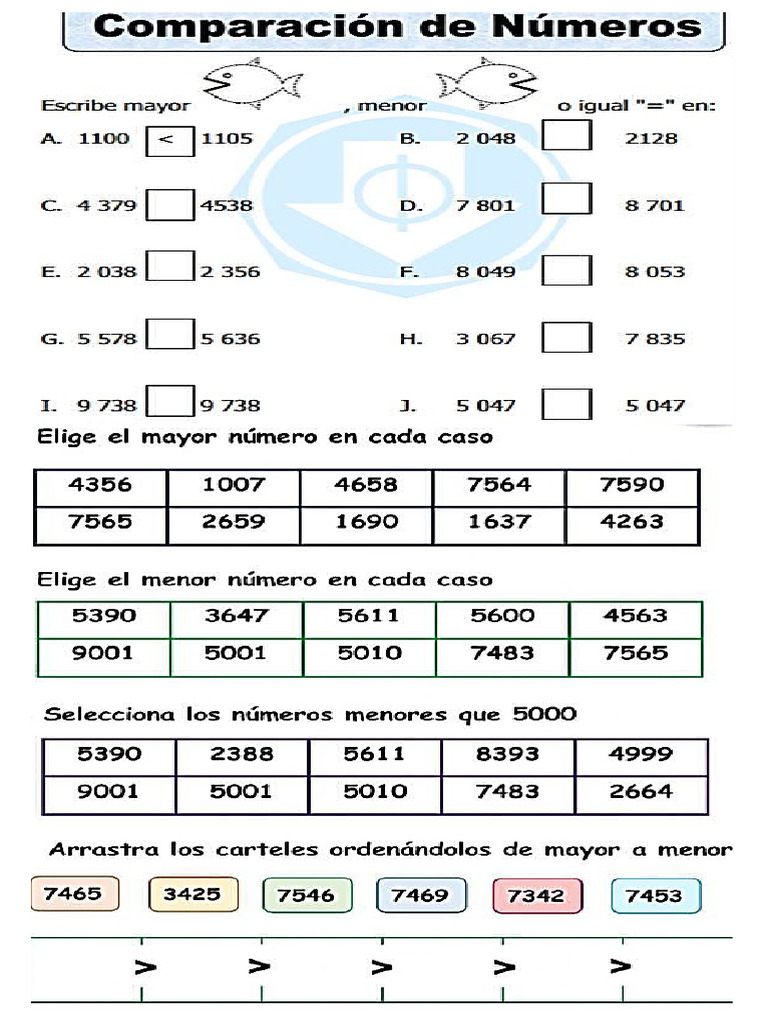 Ficha Comparacion de Numeros | PDF
