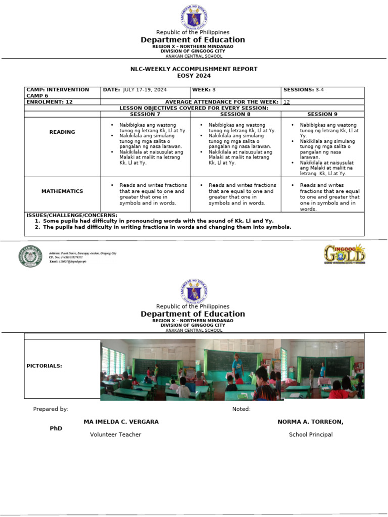 2024-NLC-ACCOMPLISHMENT-REPORT Week 3 - Belderol | PDF
