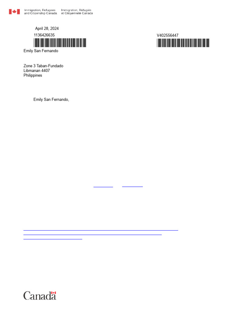 Emily San Fernando Biometrics Instruction Letter | PDF | Immigration ...