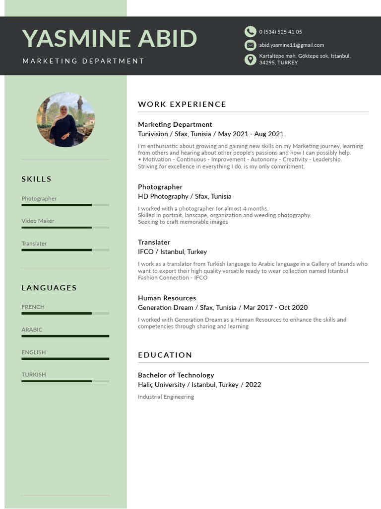 Yasmine Abid: Work Experience | PDF