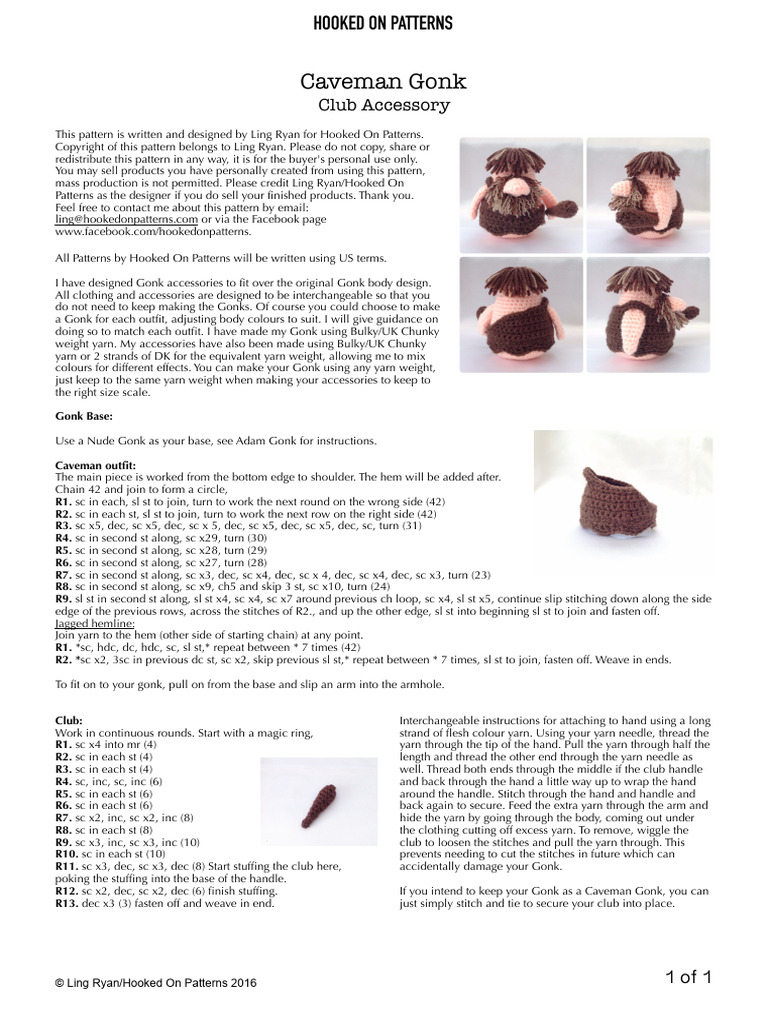 Caveman Gonk PDF Crochet Pattern | PDF