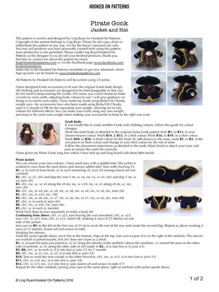 Pirate Gonk PDF Crochet Pattern | PDF