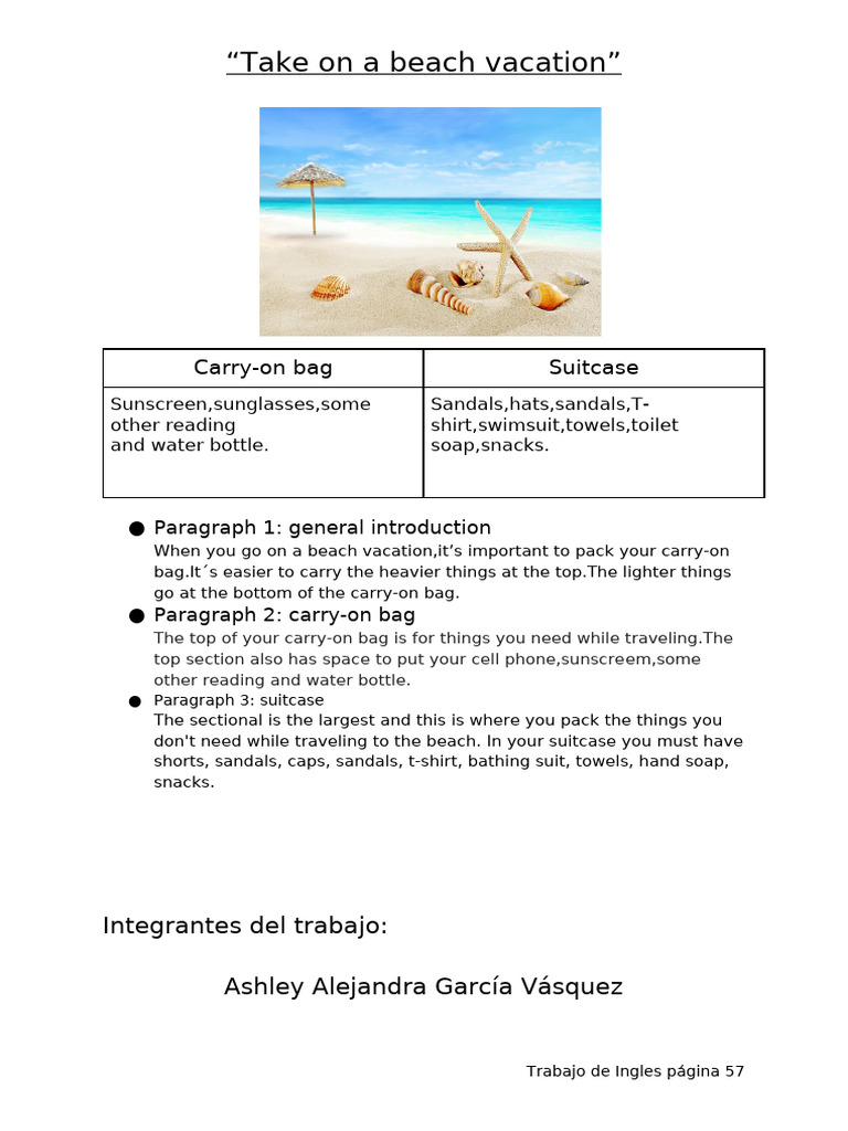 Take On A Beach Vacation | PDF