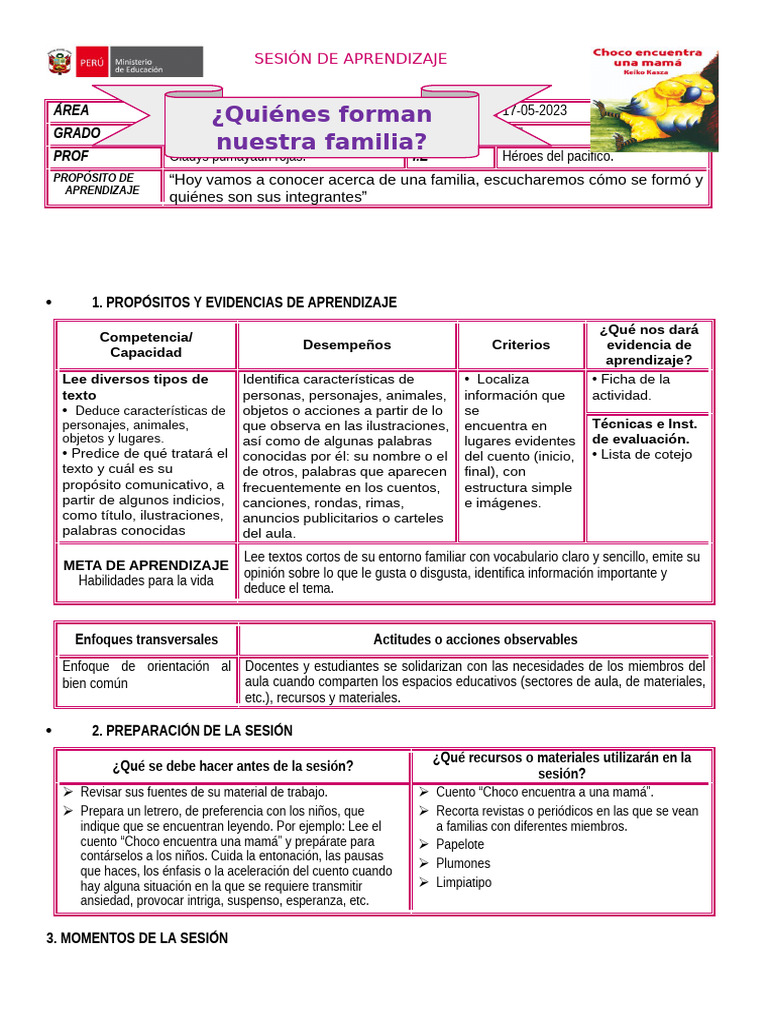 ¿Quiénes forman nuestra familia? | PDF | Aprendizaje | Evaluación