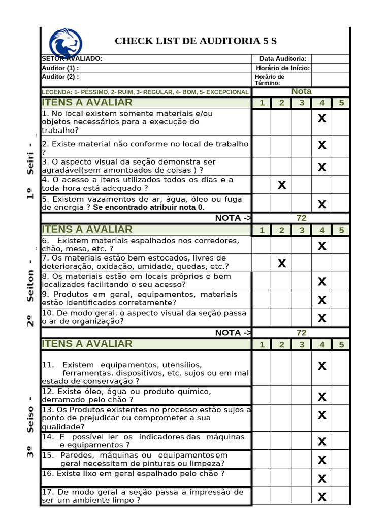 Check List de Auditoria 5S | PDF