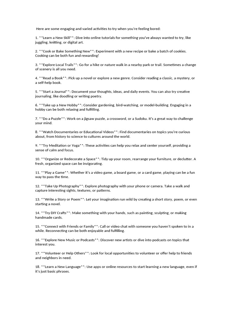 Here Are Some Engaging and Varied Activities | PDF