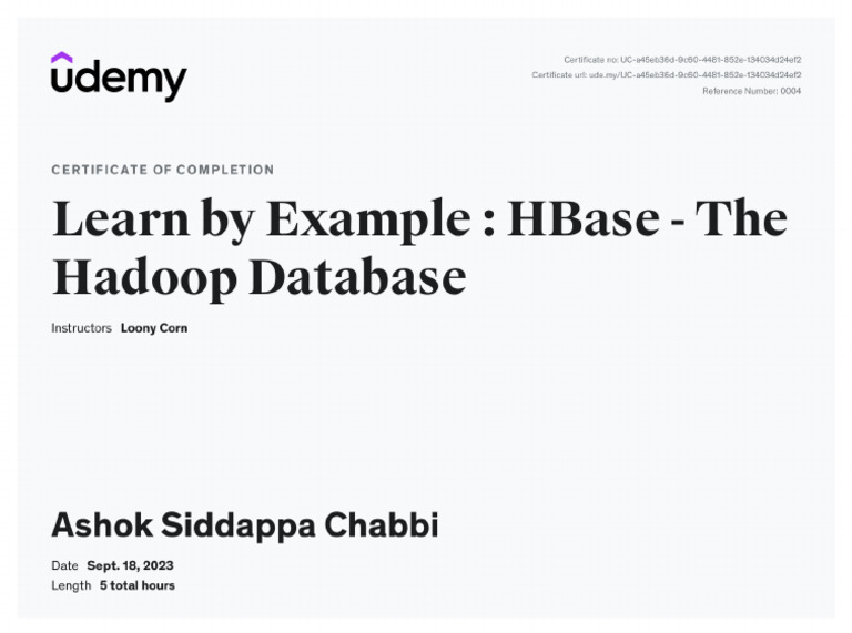 Hbase Certificate | PDF