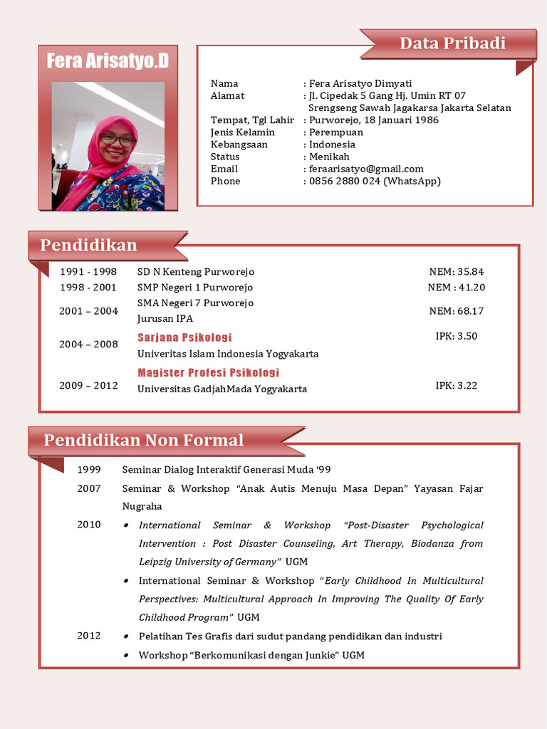 CV - Fera Arisatyo Dimyati - 2023 | PDF