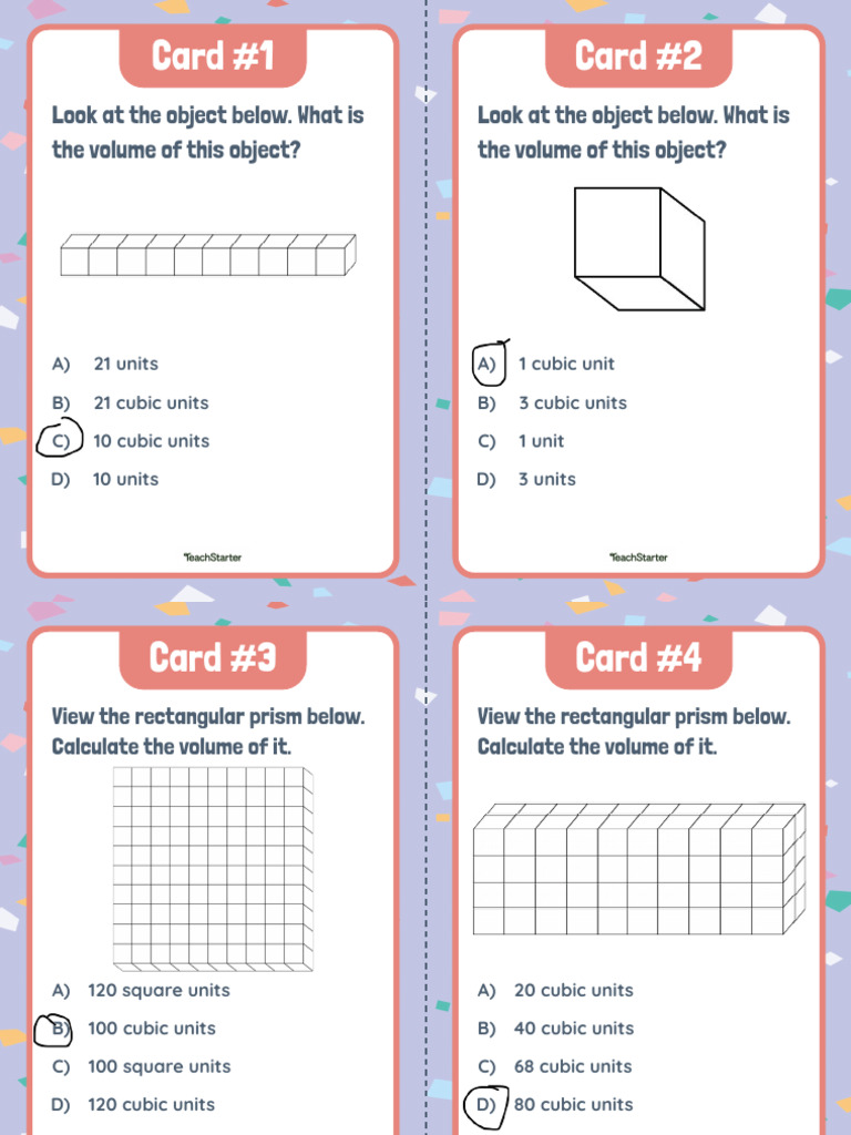 Finding Volume With Unit Cubes Task Cards Colour | PDF Finding Volume With Unit Cubes Task Cards Colour | PDF