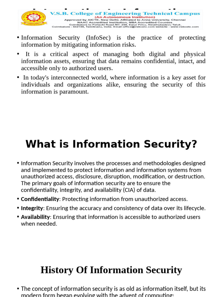 Introduction To Information Security Unit 1 | PDF