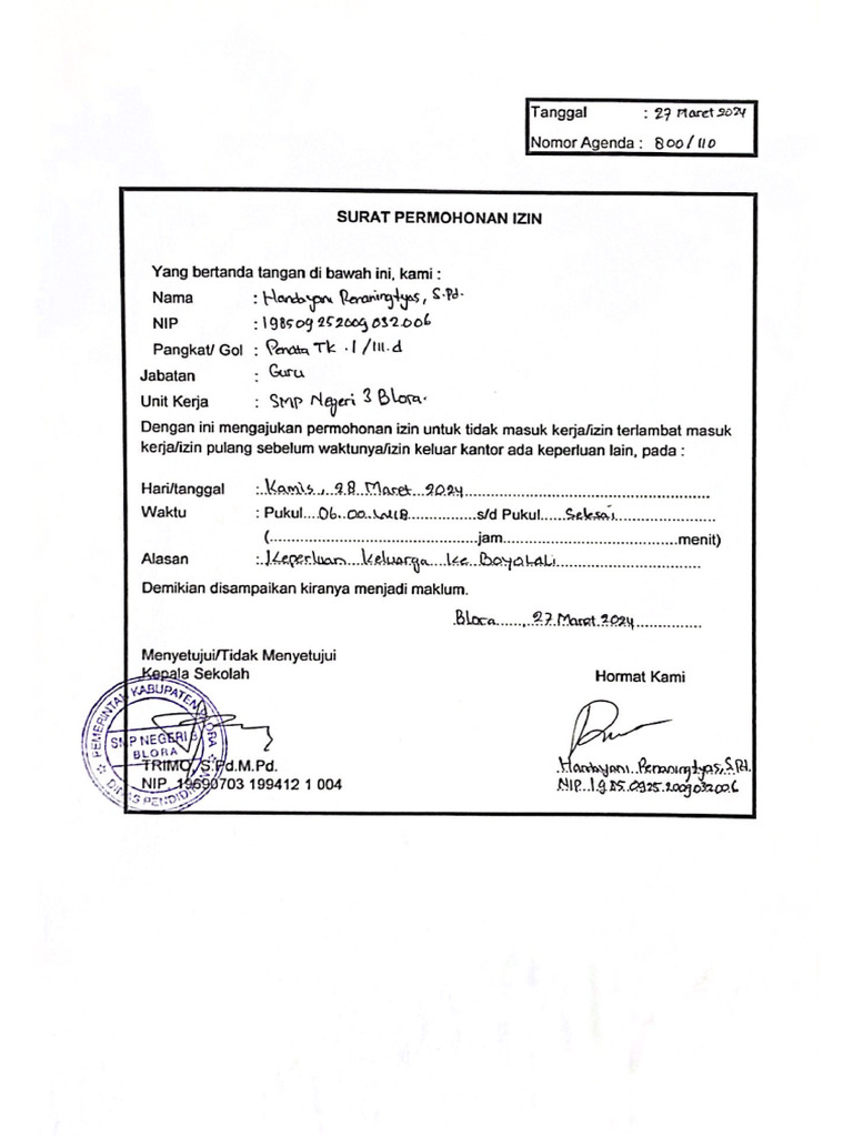 Surat Ijin Rena 28 Maret | PDF