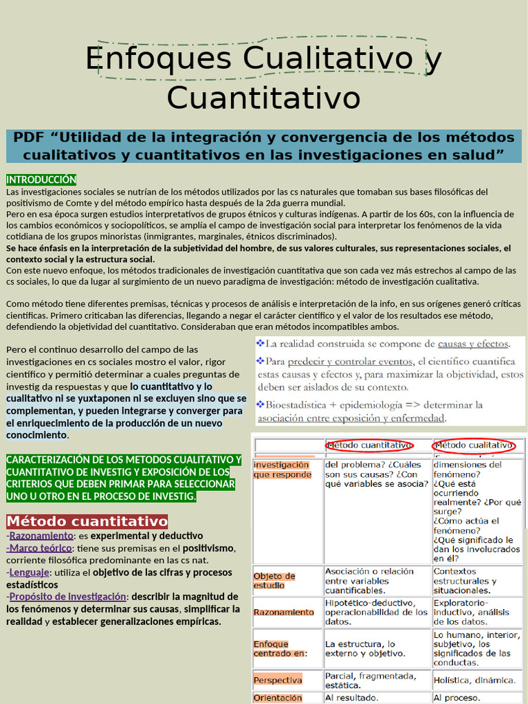 RESUMEN Enfoques Cualitativo y Cuantitativo | PDF