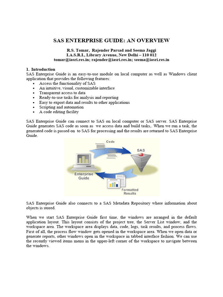 Sas Enterprise Guide An Overview Pdf