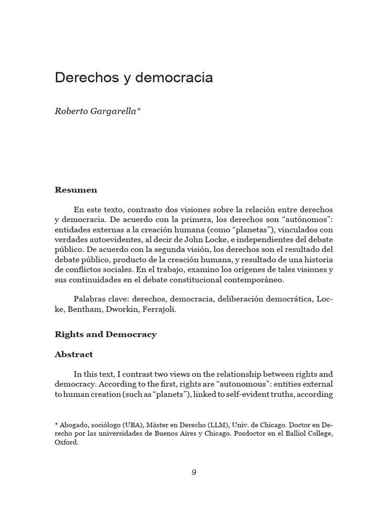 Derechos y Democracia | PDF | John Locke | Política