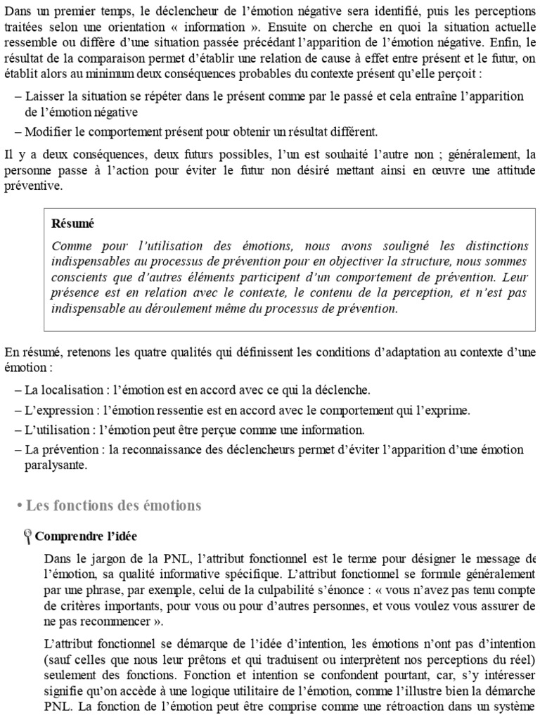 Résumé: - Les Fonctions Des Émotions | PDF
