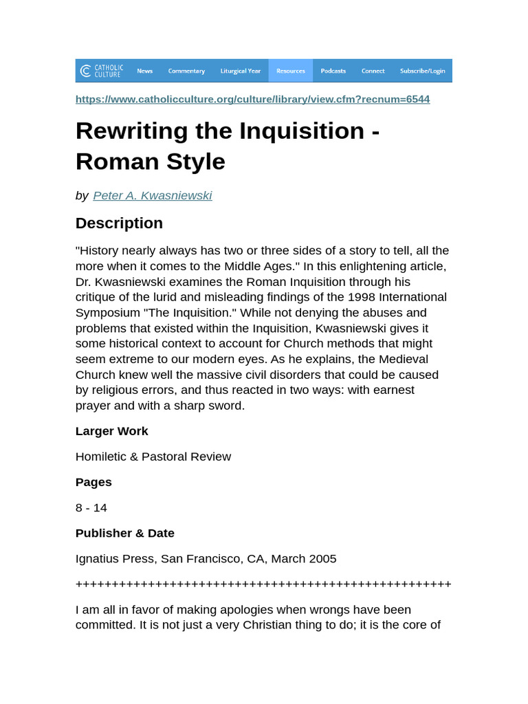 Understanding the Roman Inquisition | PDF | Penance | Spanish Inquisition