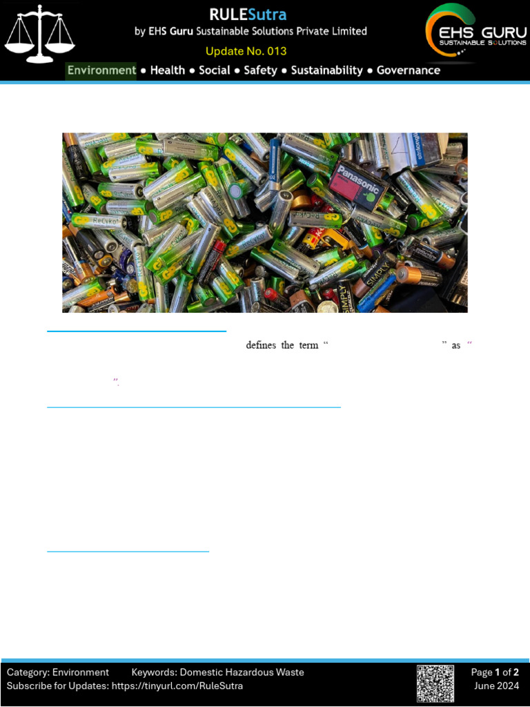 Domestic Hazardous Waste Compliance Guide | PDF | Waste | Hazardous Waste
