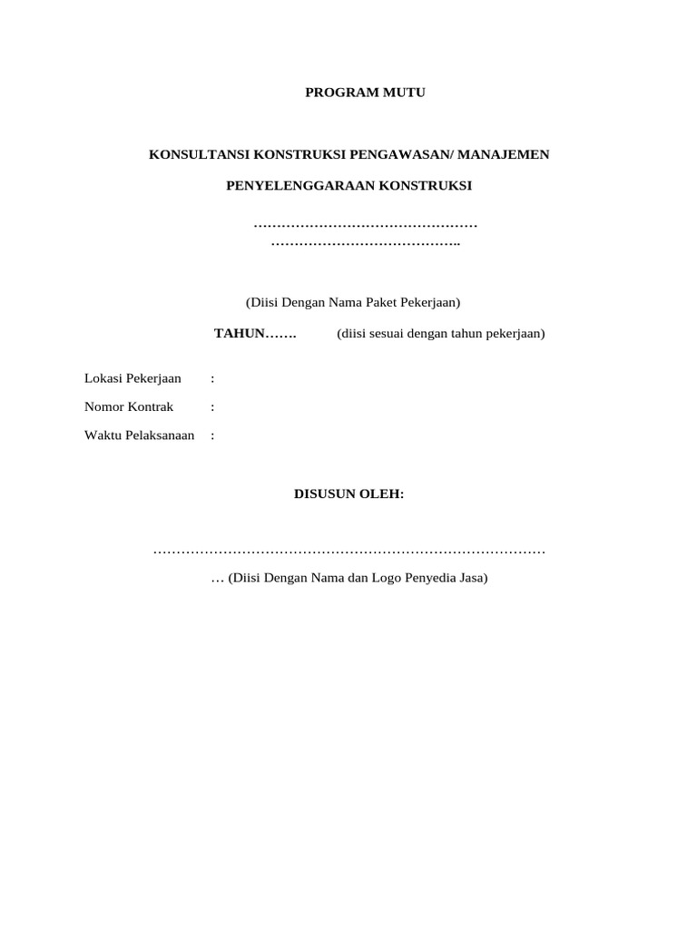 Template Program Mutu | PDF