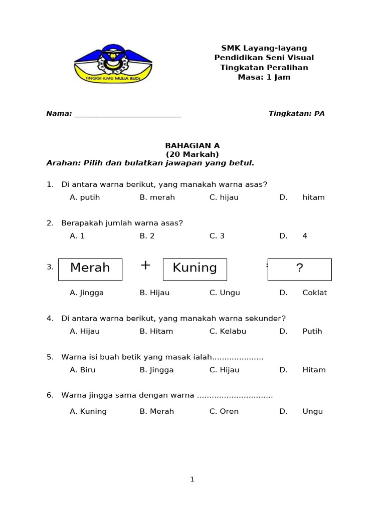 Soalan PSV PERALIHAN | PDF