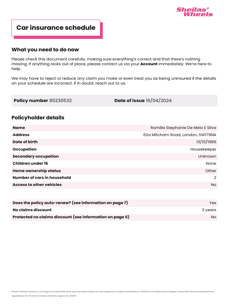 Schedule of Insurance | PDF