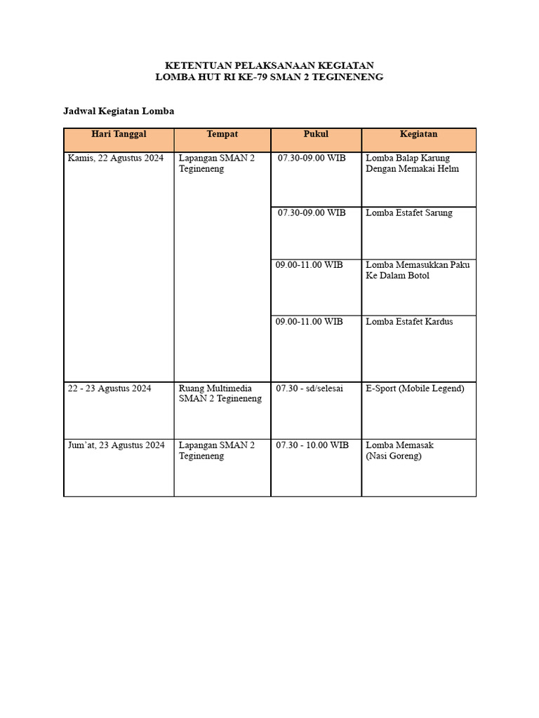 Ketentuan Pelaksanaan Lomba 2024 | PDF