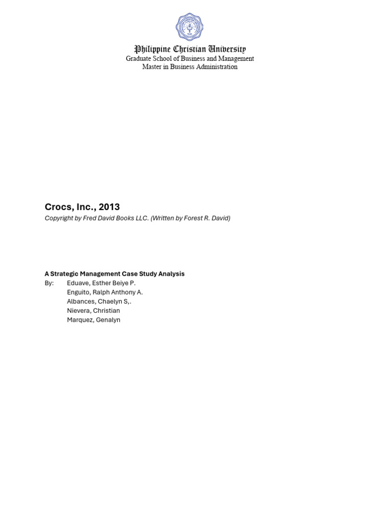 CROCS Case Study - Eduave Enguito Albances Marquez Nievera (STRAMA 2) v3 | PDF | Brand | Business