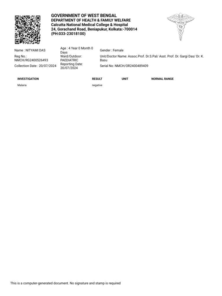 Test Result Print | PDF