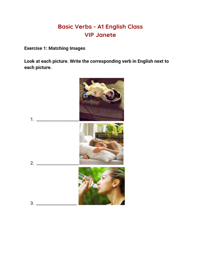 Basic Verbs - A1 English Class | PDF