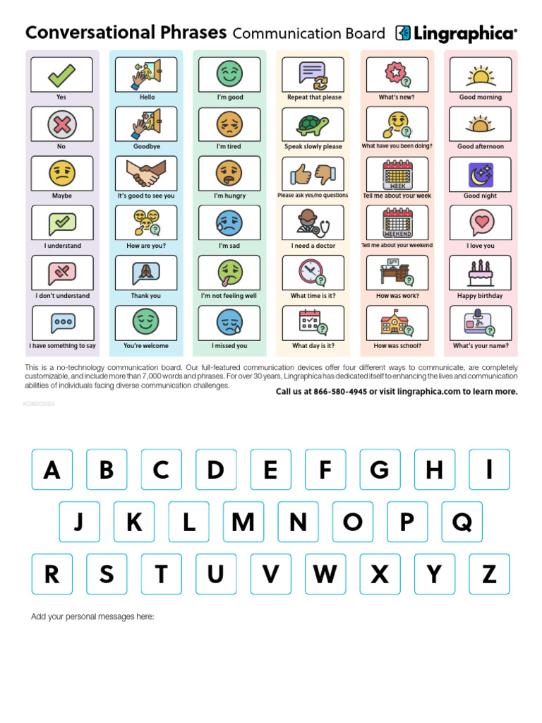 Conversational Phrases Communication Board | PDF | Self-Improvement