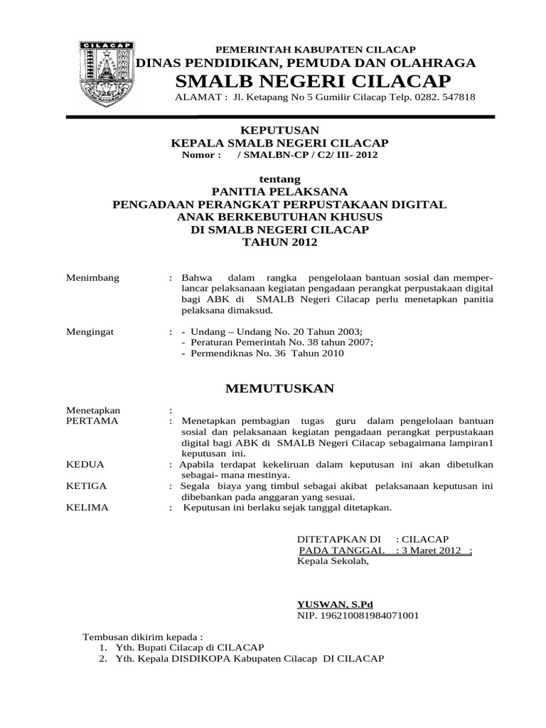 SK PANITIA Perpus Digital | PDF