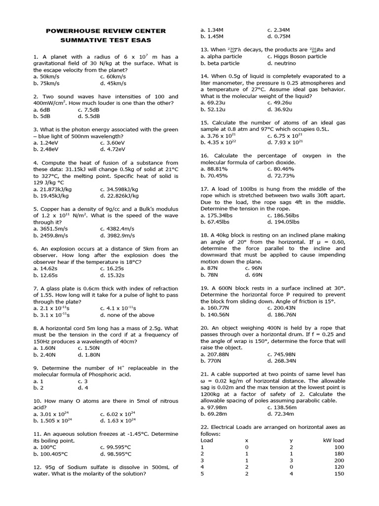 Summative Test ESAS | PDF