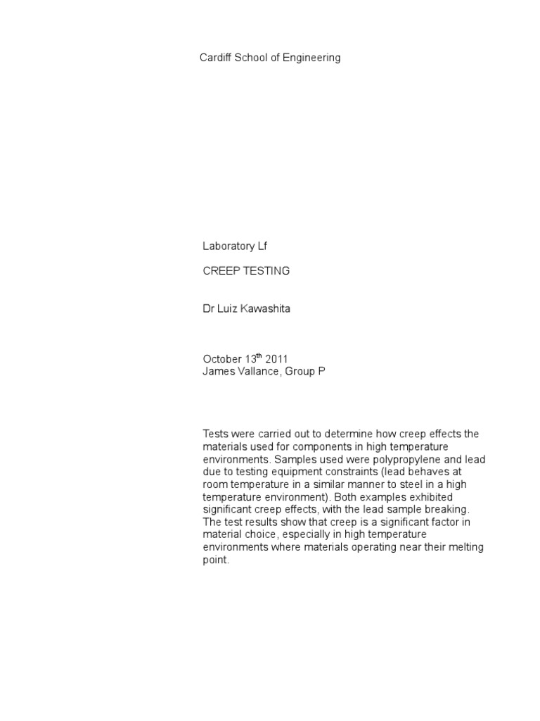 Creep Testing | PDF | Creep (Deformation) | Deformation (Engineering)