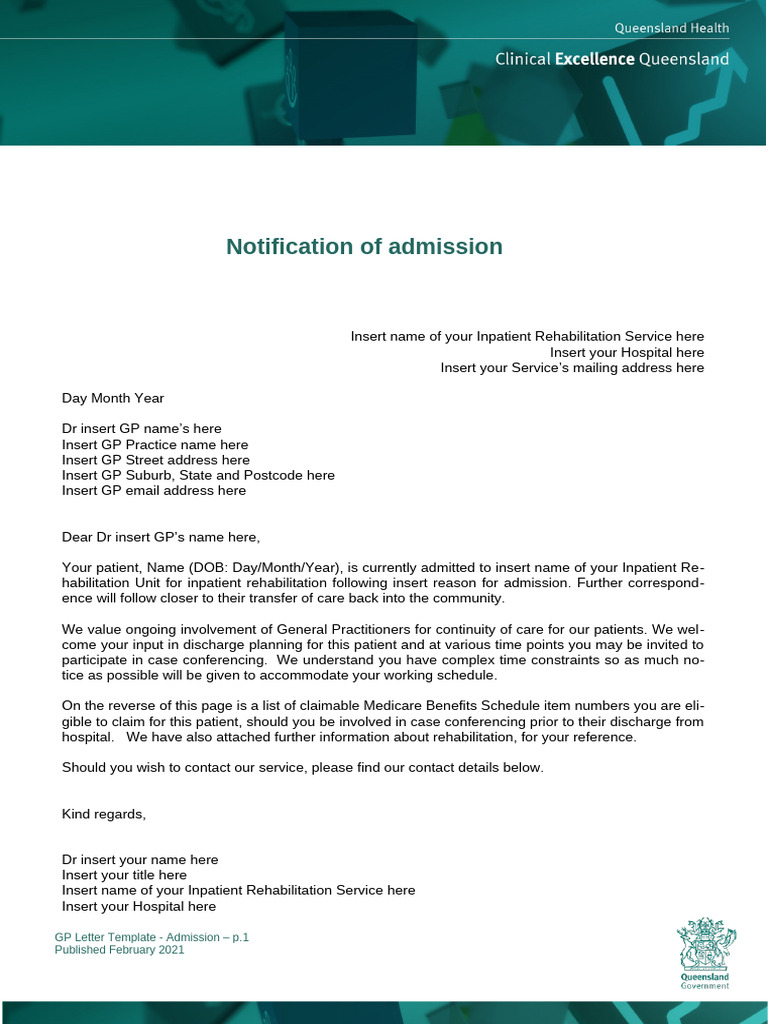 Rehab GP Letter Admitted | PDF