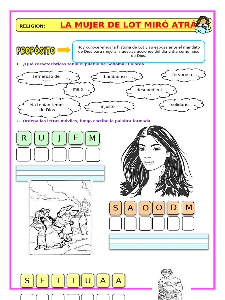 U5 S3 Ficha D2 Religión La Mujer de Lot Miro Atras | PDF | Creencia religiosa y doctrina