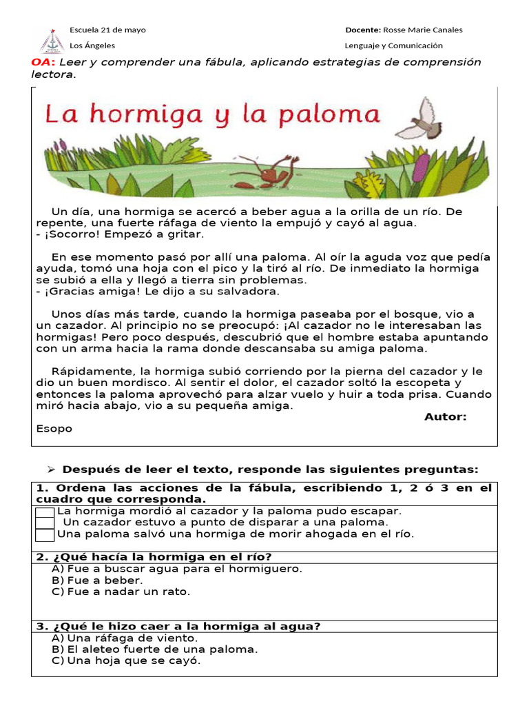 Fábula de La Hormiga | PDF