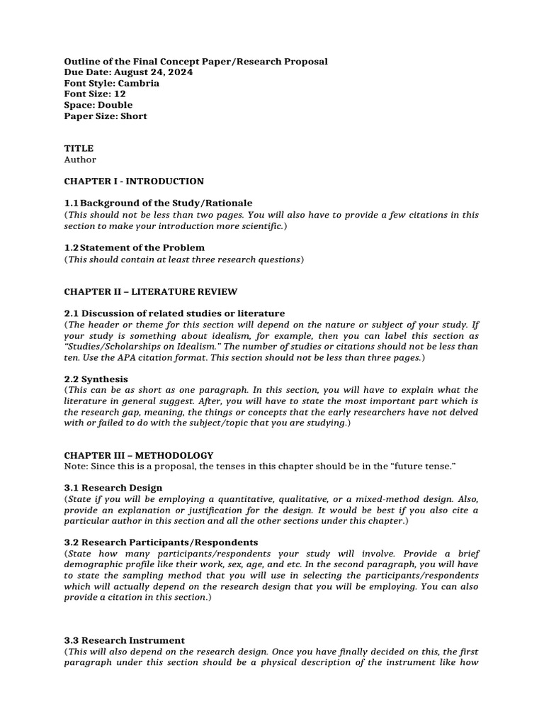 Outline of The Final Concept Paper | PDF