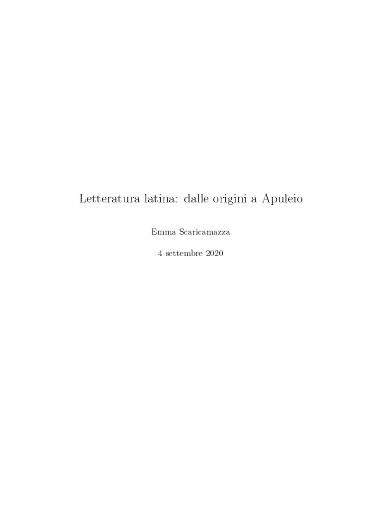 Letteratura Latina Dalle Origini A Apule | PDF