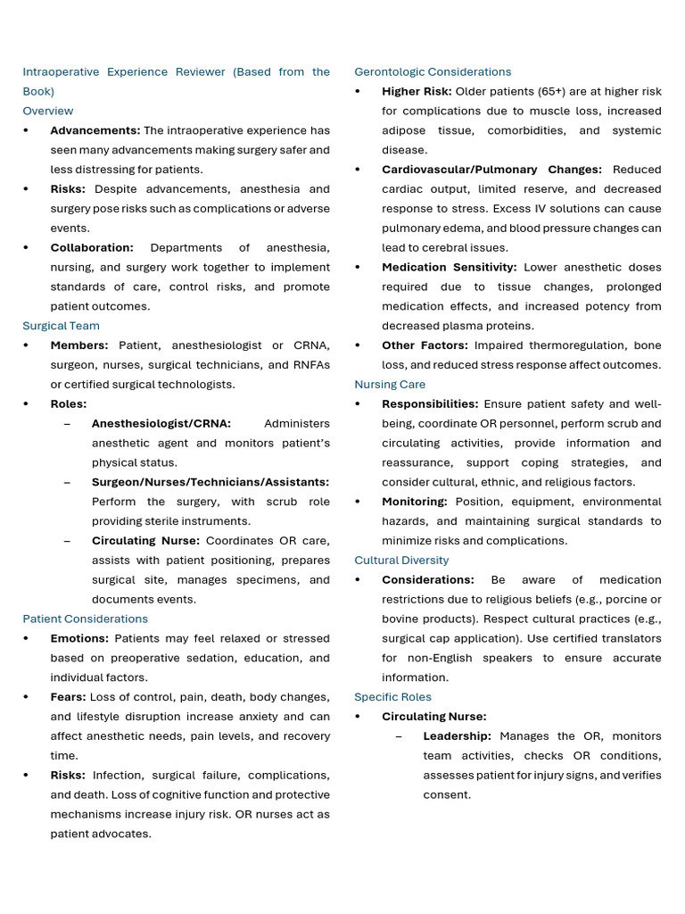 Intraoperative Notes | PDF