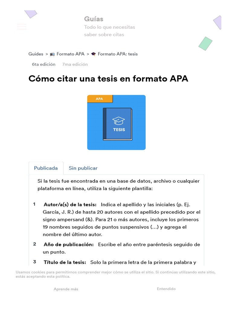 Cómo citar tesis en formato APA | PDF | Estilo apa | Ciencias sociales
