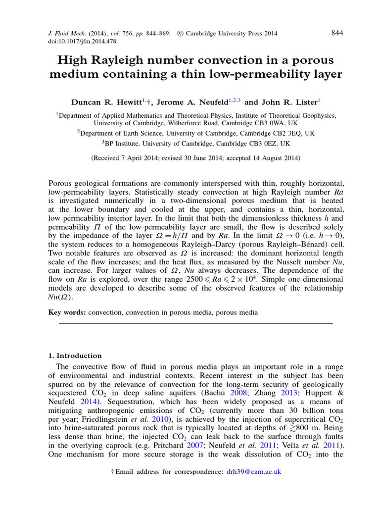 Porous Medium Containing A Thin Low-Permeability Layer | PDF