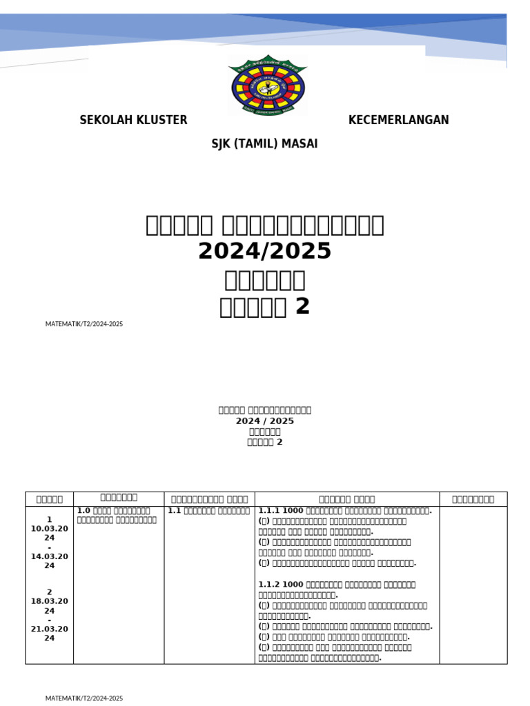 RPT Math THN 2 (Tamil Version) | PDF