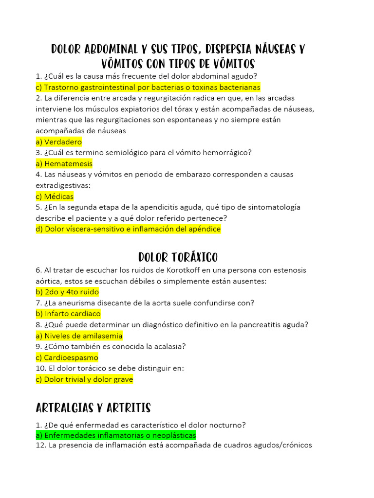 Preguntas Con Opcion Correcta Semio | PDF