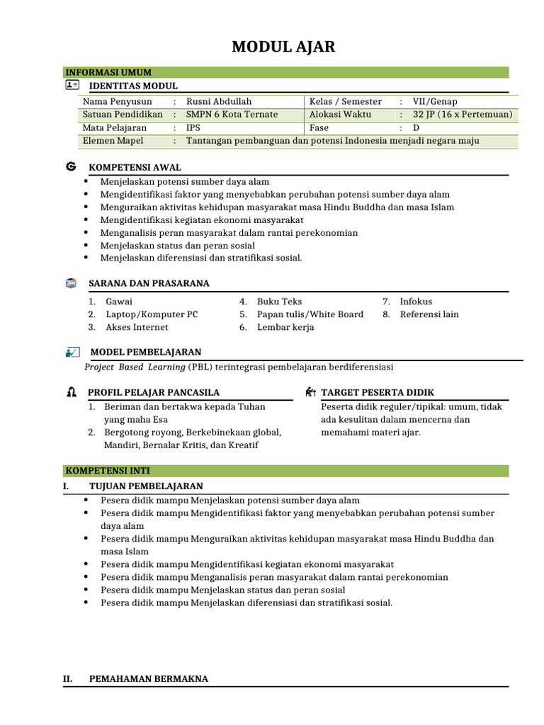 Modul Ajar IPS Sem 2 - Tema 3 | PDF